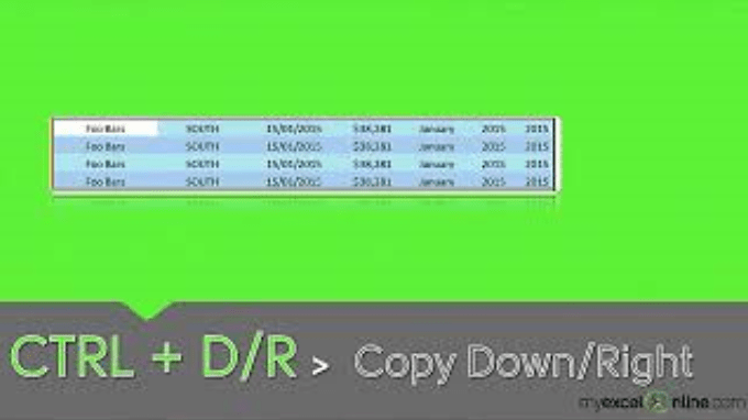 CTRL + D/R: Copy Down/Right | Free Microsoft Excel Tutorials