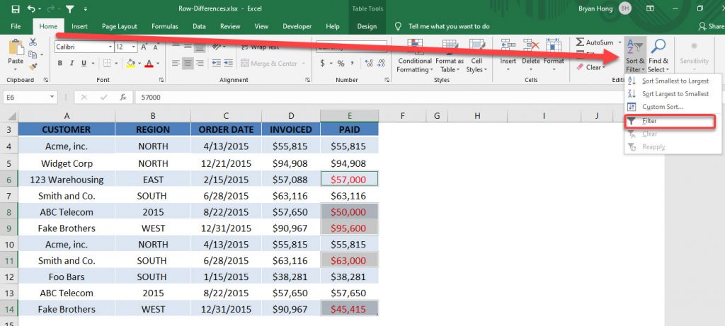 Row Differences | MyExcelOnline
