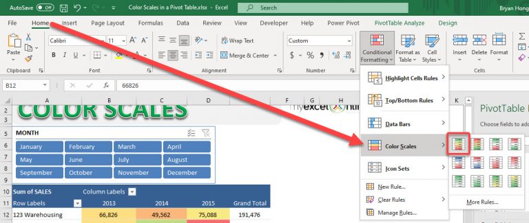 Color Scales in a Pivot Table | MyExcelOnline
