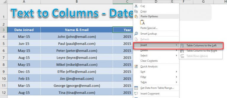 Text to Columns - Emails | MyExcelOnline