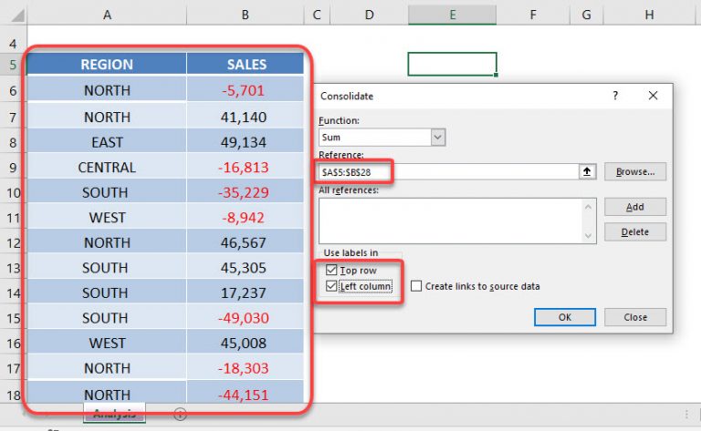 Consolidate in Excel with the CONSOLIDATE Tool | MyExcelOnline