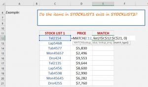 Compare Two Lists in Excel for Matches With The MATCH Function
