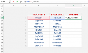 Compare Two Lists in Excel for Matches With The MATCH Function