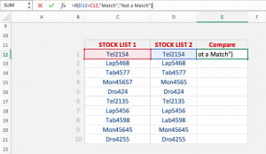 Compare Two Lists in Excel for Matches With The MATCH Function