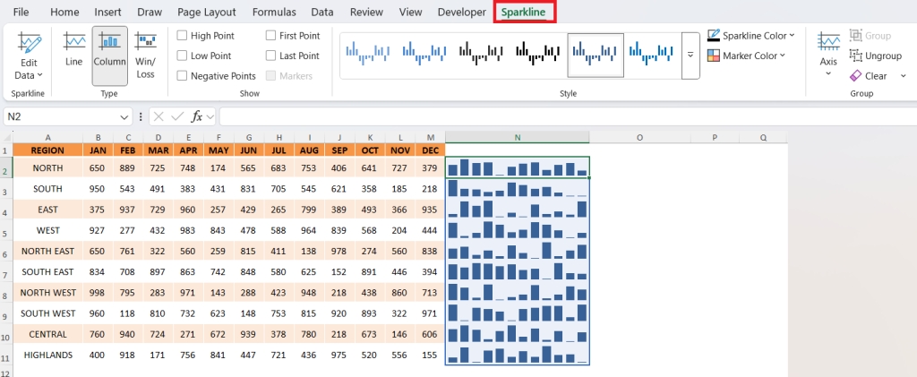 Add High & Low Points in an Excel Sparklines | MyExcelOnline