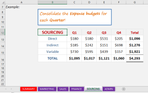 Consolidate with 3D Formulas in Excel | MyExcelOnline