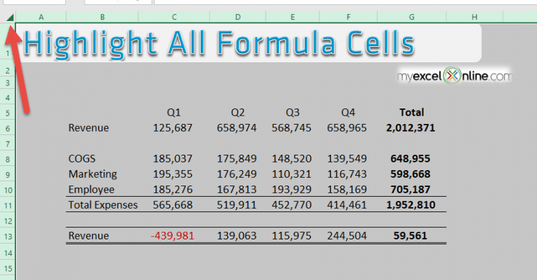 Highlight All Excel Formula Cells | MyExcelOnline