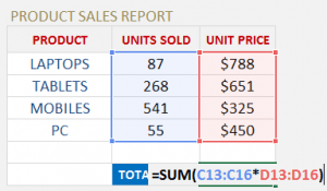 Calculate Total Sales in Excel With An Array Formula