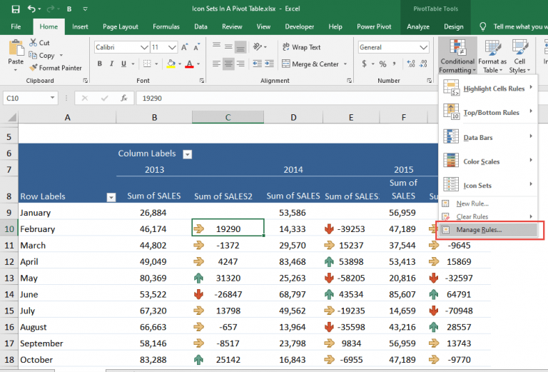 Icon Sets In A Pivot Table | MyExcelOnline