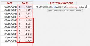 Excel Sum Last 3 Entries in a Row | MyExcelOnline
