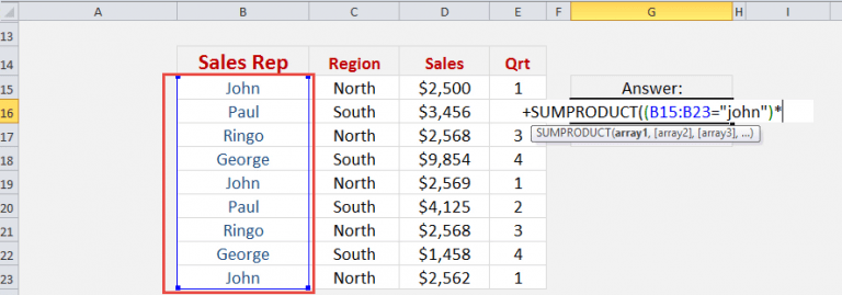 Excel SUMPRODUCT Multiple Criteria | MyExcelOnline