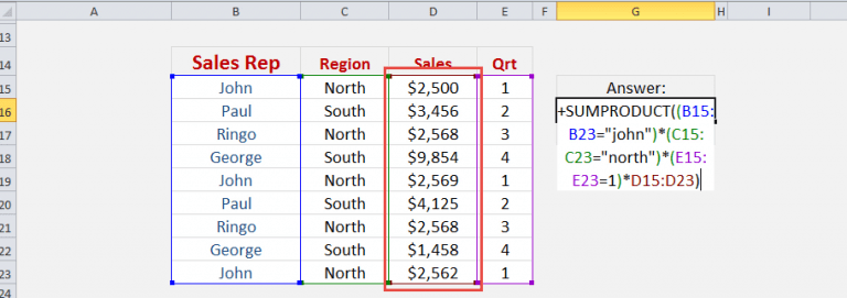 Excel Sumproduct Multiple Criteria Myexcelonline 8024
