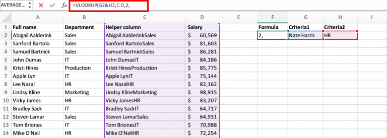 Excel VLOOKUP multiple criteria | MyExcelOnline