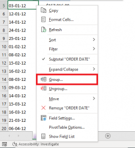 Group Dates in Pivot Table by Month