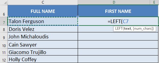 Extract First Name From Full Name in Excel | Free Microsoft Excel Tutorials Extract First Name From Full Name in Excel | Free Microsoft Excel Tutorials