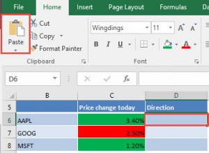 How to Use Wingdings Characters in Excel