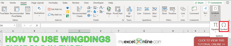How to Use Wingdings Characters in Excel