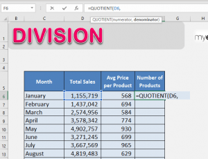 How to Divide in Excel with Division Formula