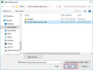 External Data Source to Import Data into an Excel Pivot Table