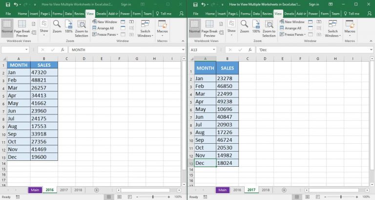 How to View Multiple Worksheets in Excel | MyExcelOnline