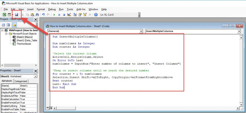 Insert Multiple Columns Using Macros | MyExcelOnline