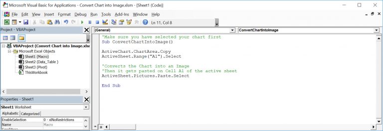 Convert Chart into Image Using Macros | MyExcelOnline