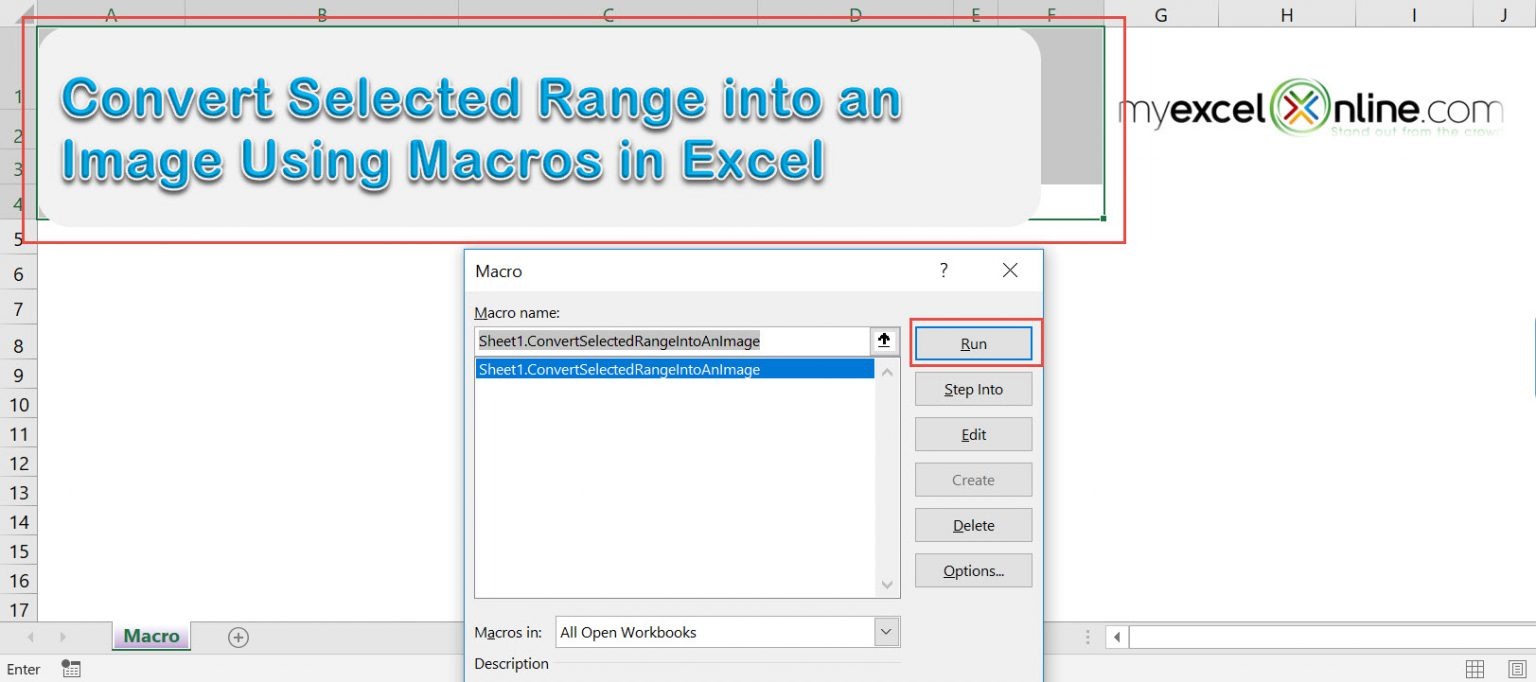 Convert Selected Range into an Image | MyExcelOnline