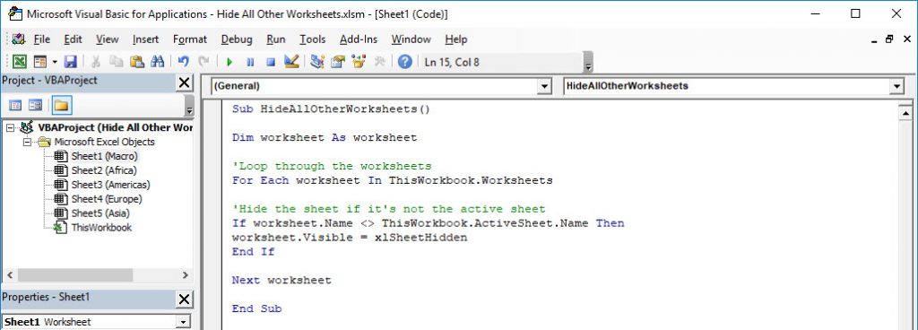 Hide All Other Worksheets Using Macros | MyExcelOnline