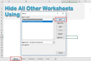 Hide All Other Worksheets Using Macros | MyExcelOnline
