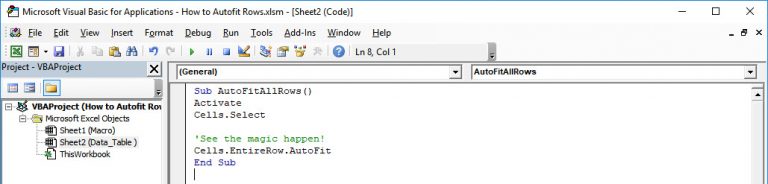 Autofit Rows Using Macros | MyExcelOnline