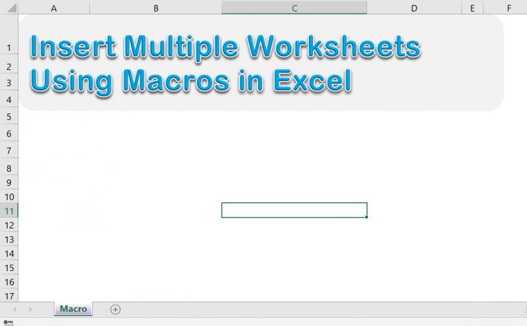 Insert Multiple Worksheets Using Macros | MyExcelOnline
