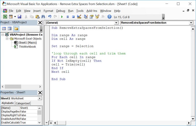Remove Extra Spaces From Selection Using Macros Myexcelonline