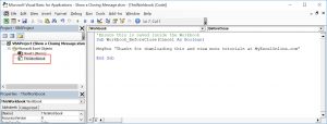Show a Closing Message Using Macros | MyExcelOnline