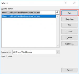 Unhide Hidden Rows and Columns Using Macros | MyExcelOnline