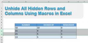 Unhide Hidden Rows and Columns Using Macros | MyExcelOnline