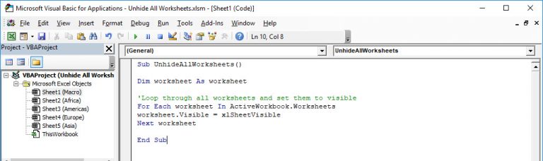 Unhide All Worksheets Using Macros | MyExcelOnline
