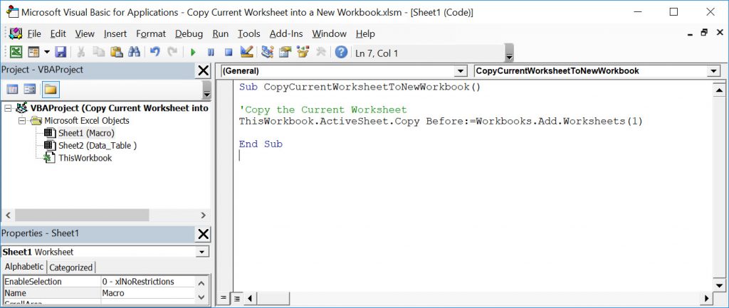 Copy A Worksheet Into New Workbook Using Macros Myexcelonline