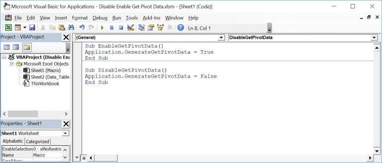 Disable Get Pivot Data Using Macros Myexcelonline