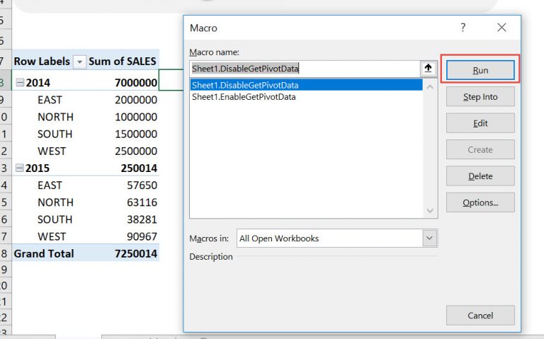 Disable Get Pivot Data Using Macros | MyExcelOnline