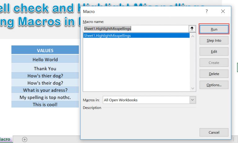 Spell check and Highlight Misspellings | MyExcelOnline