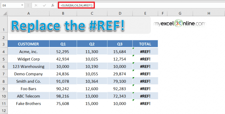 Clear a #REF error in Excel | MyExcelOnline