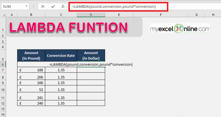 LAMBDA Function in Excel - Create Custom Functions in Excel | MyExcelOnline
