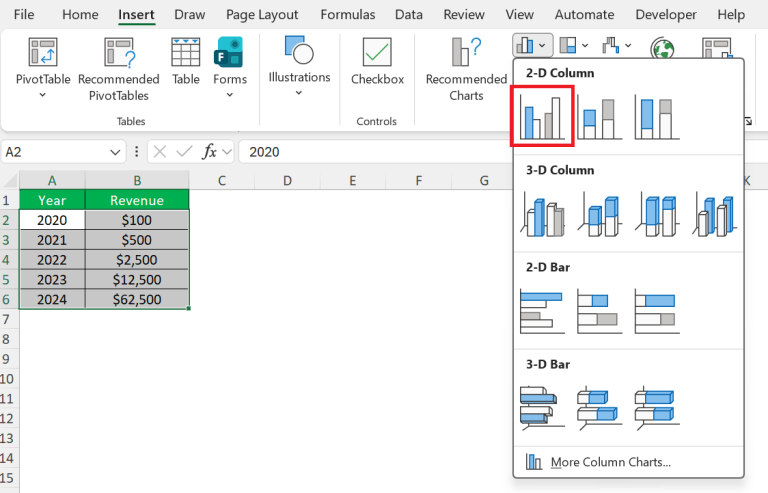 Logarithmic Scale In An Excel Chart