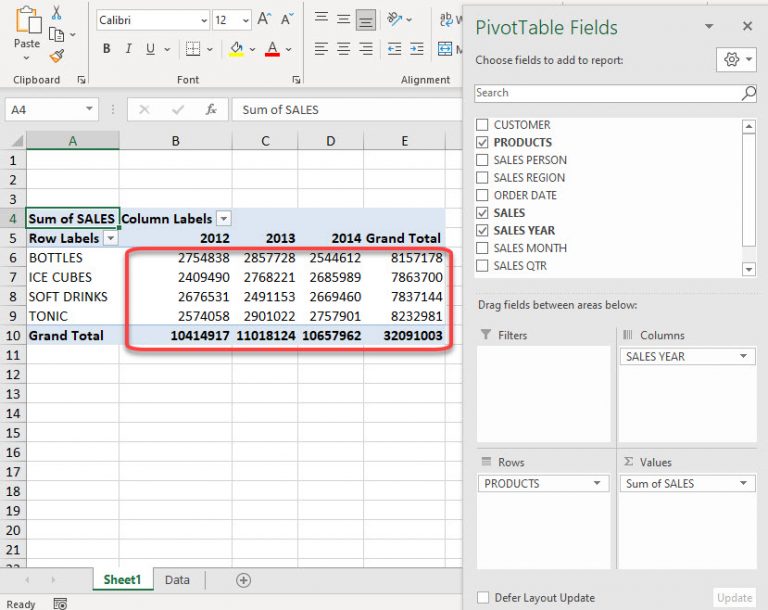 Field List & Areas | MyExcelOnline