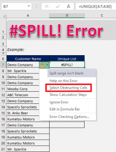 How to fix the #SPILL! error in Excel | MyExcelOnline