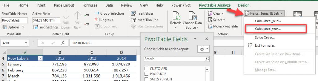 Editing a Calculated Item | MyExcelOnline