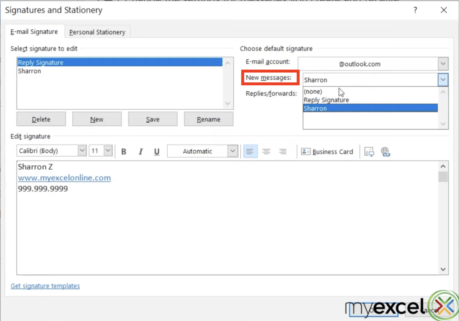 How to Setup A Signature in Outlook | MyExcelOnline