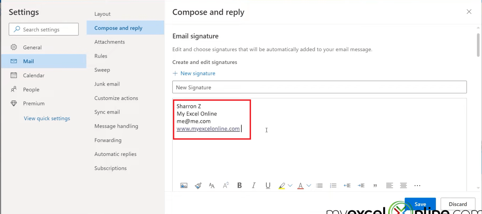 How to Setup A Signature in Outlook | MyExcelOnline