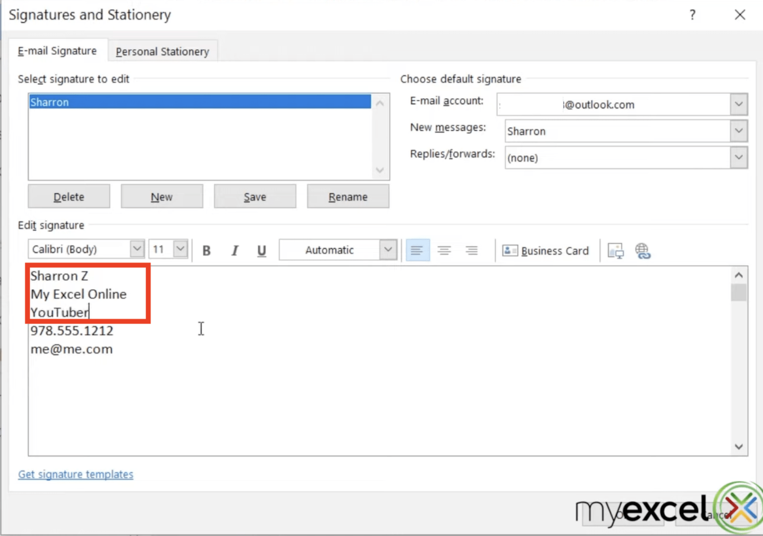 How to Setup A Signature in Outlook | MyExcelOnline
