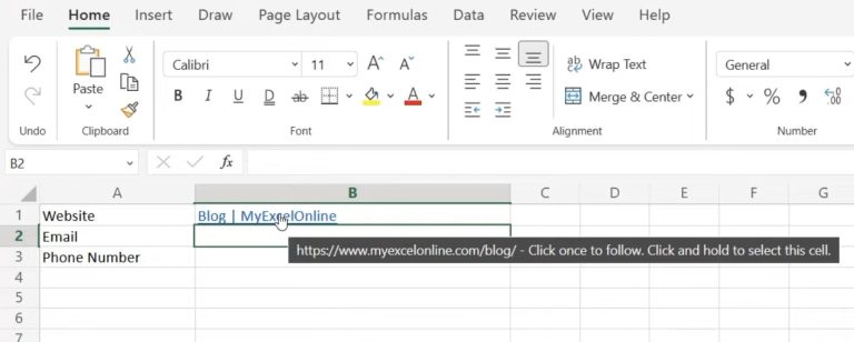 Inserting a Hyperlink in Microsoft Excel | MyExcelOnline